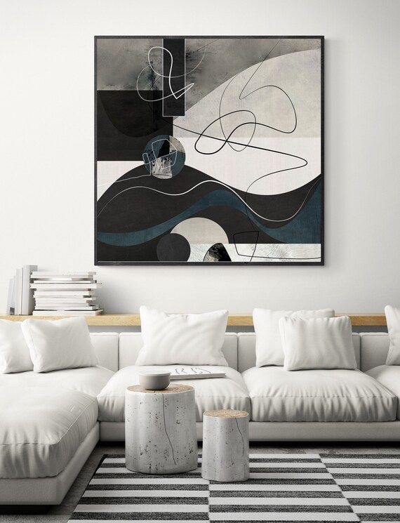 Modern Abstract Home Decor Printable Wall Art With Neutral | Etsy