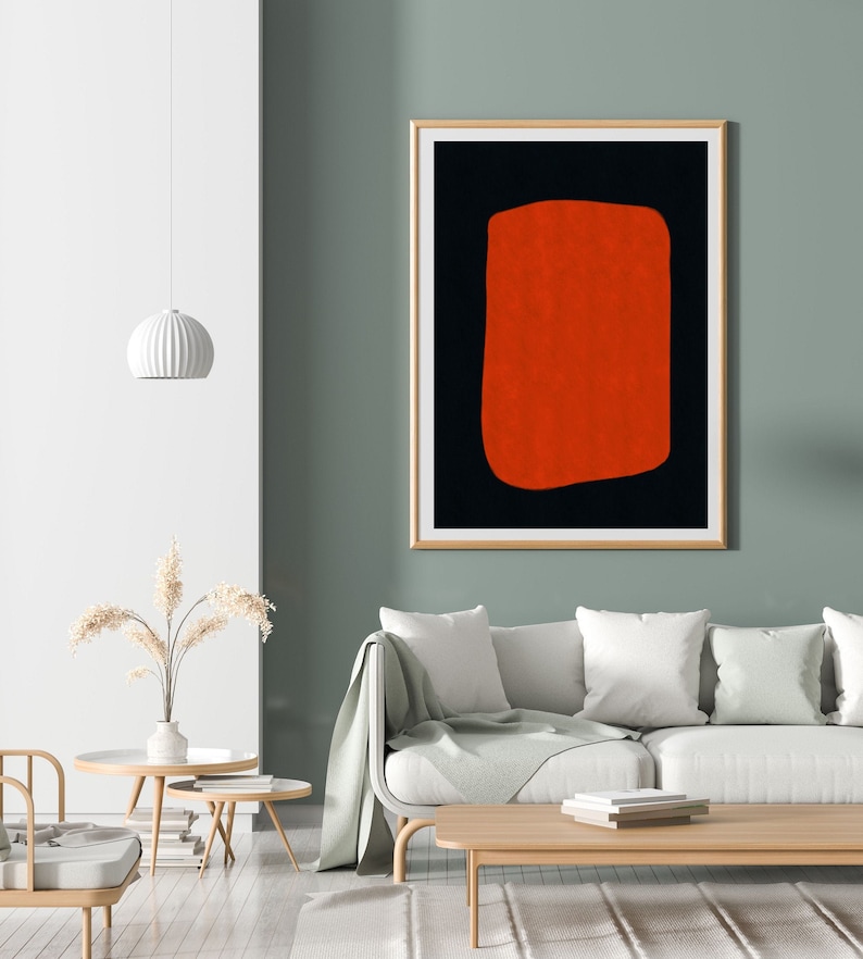 Black and Orange Large Minimalist Painting Bright Minimal - Etsy