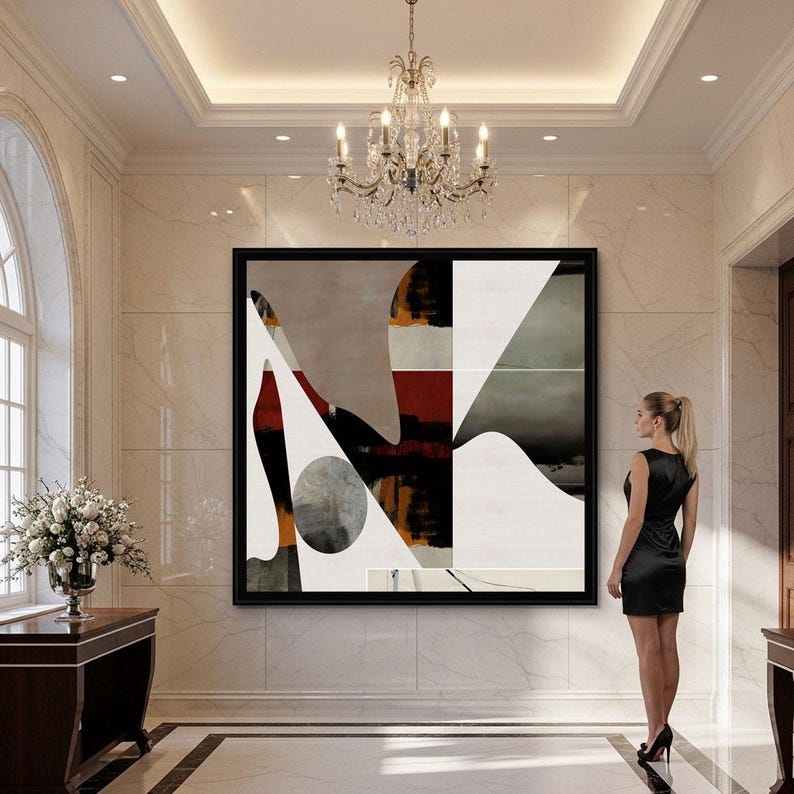 Large Modern Wallart Decor, Abstract Geometric Printable Painting With ...