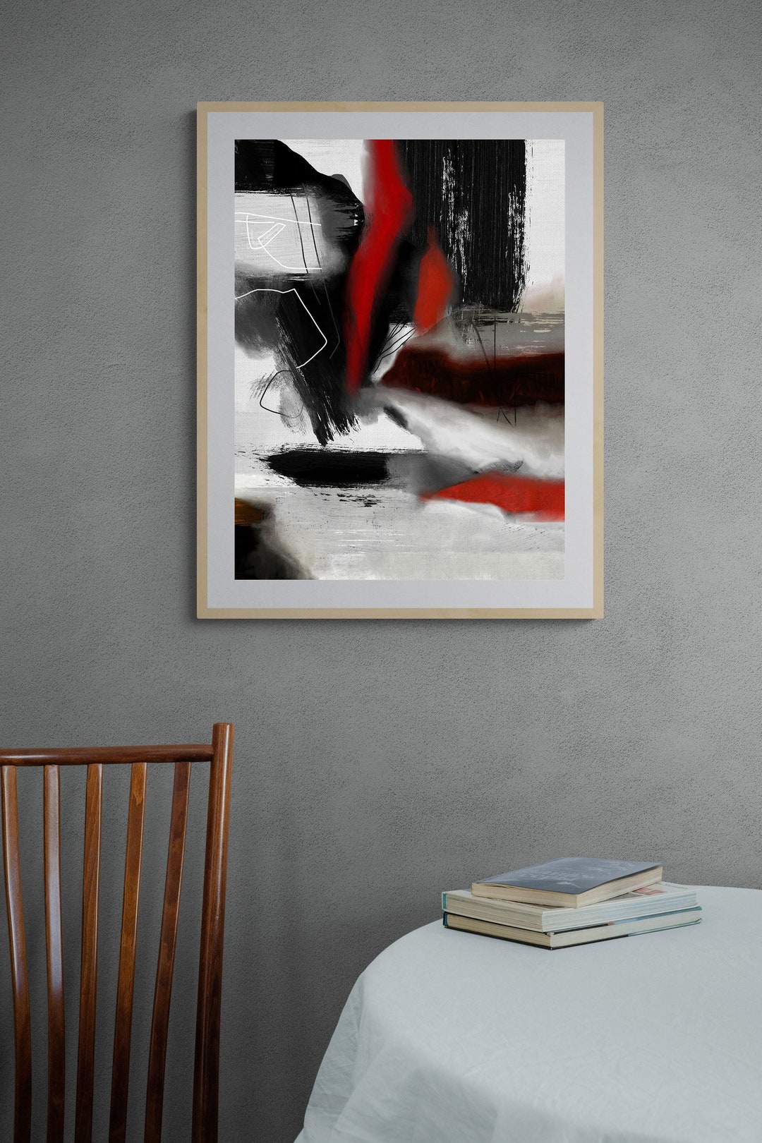Black and Red Abstract Print, Printable Abstract Wall Art, Modern ...