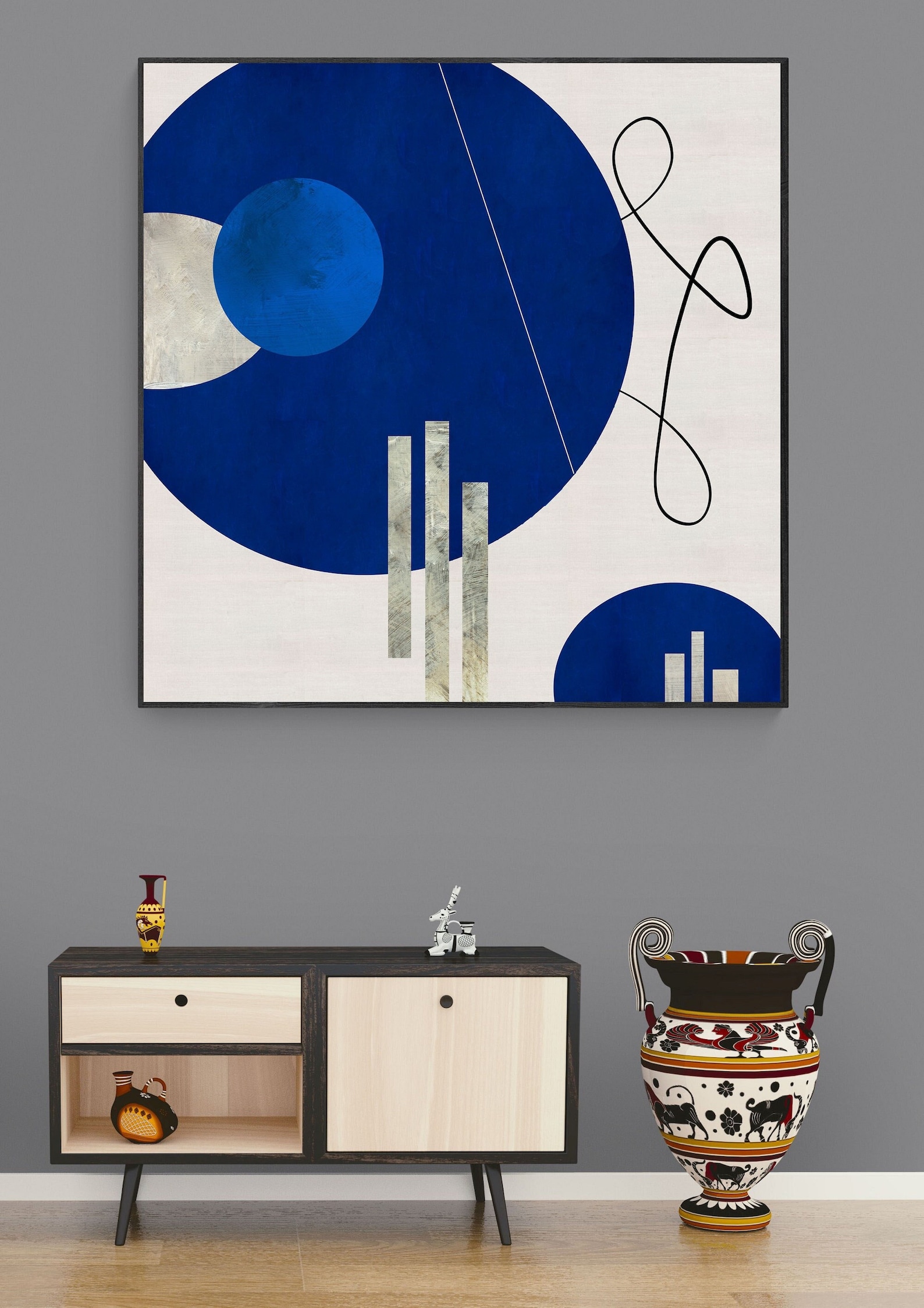 Large Blue Abstract Minimalist Printable Painting, Blue Art Print ...