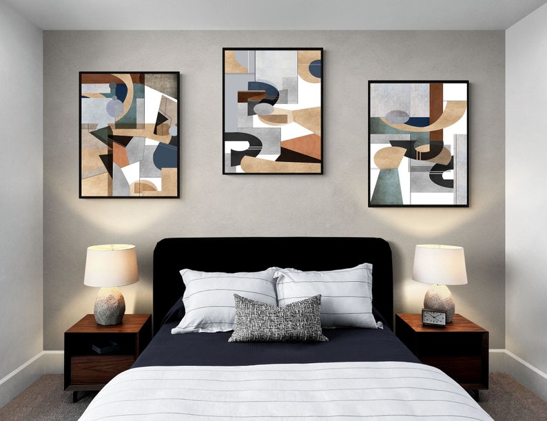 Abstract Wall Art Set of 3 Prints Abstract Printable Wall - Etsy