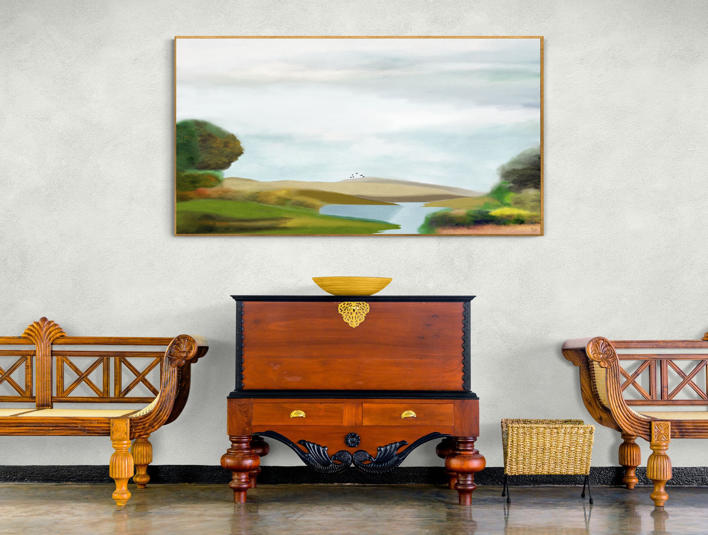 Large Printable Landscape With Hills Forests Lakes and a Big - Etsy