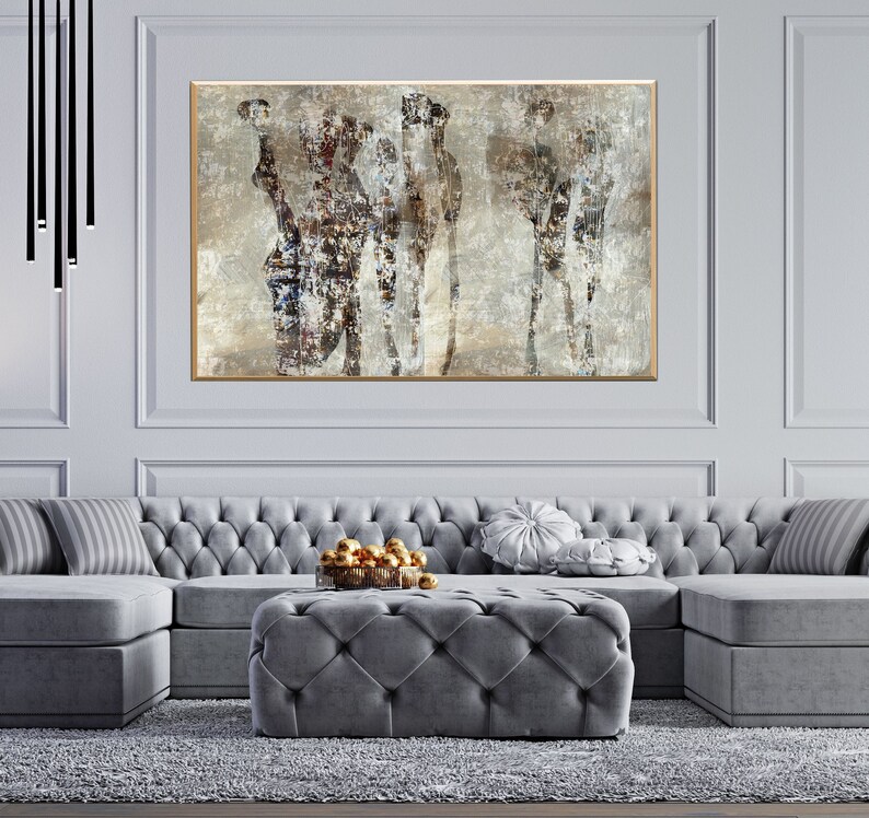 Beige Abstract Human Figures Art Print: Large Modern Wall Decor ...