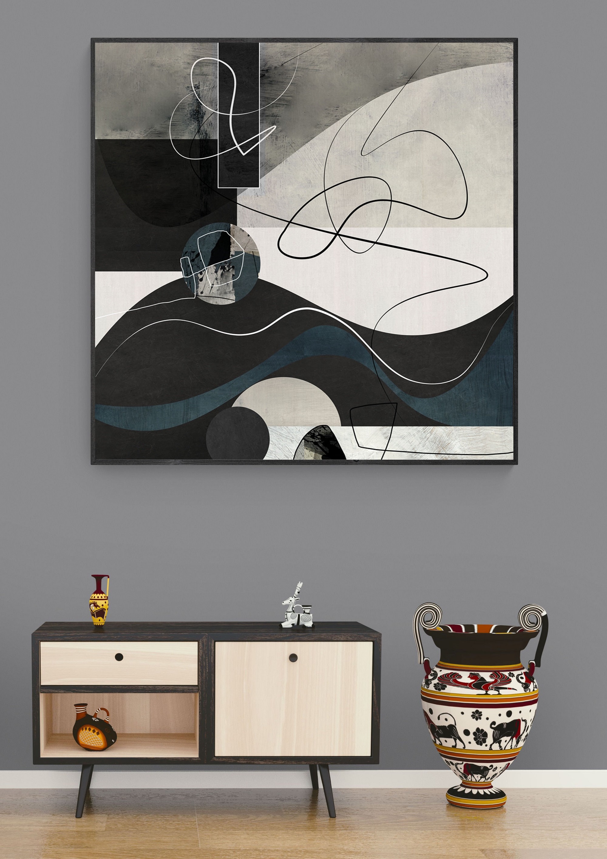 Modern Abstract Home Decor Printable Wall Art With Neutral - Etsy