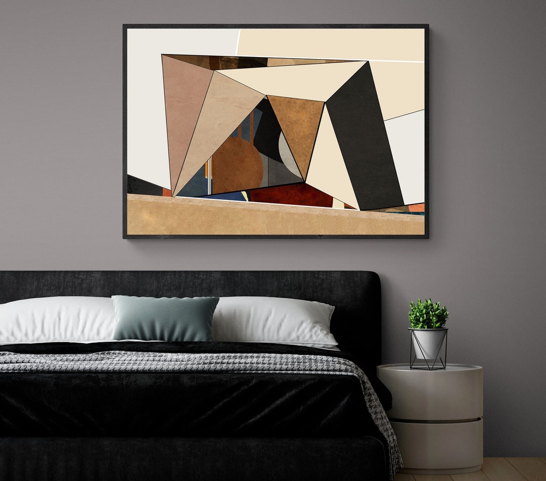 Large Geometric Abstract Art Print: Brown Beige Modern Home Decor ...
