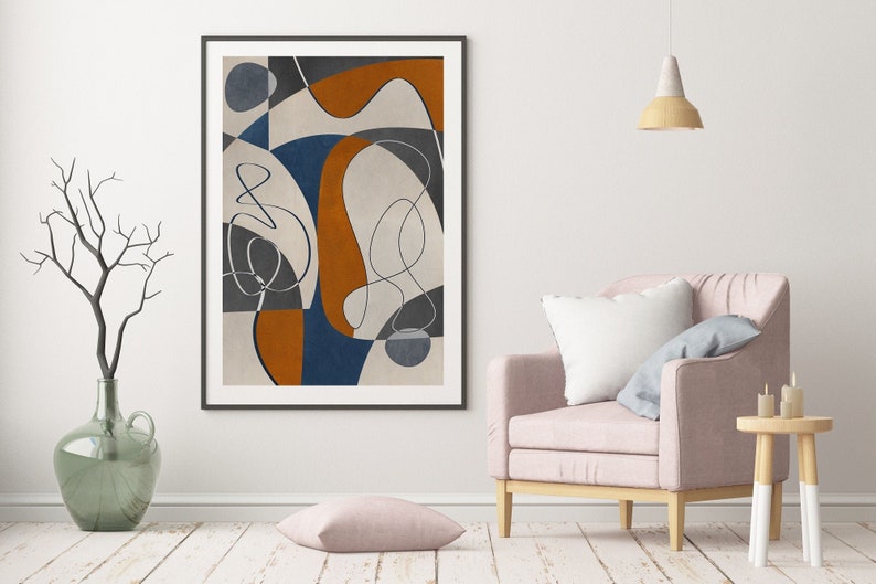 Abstract Wall Art Round Geometric Shapes Modern Contemporary | Etsy