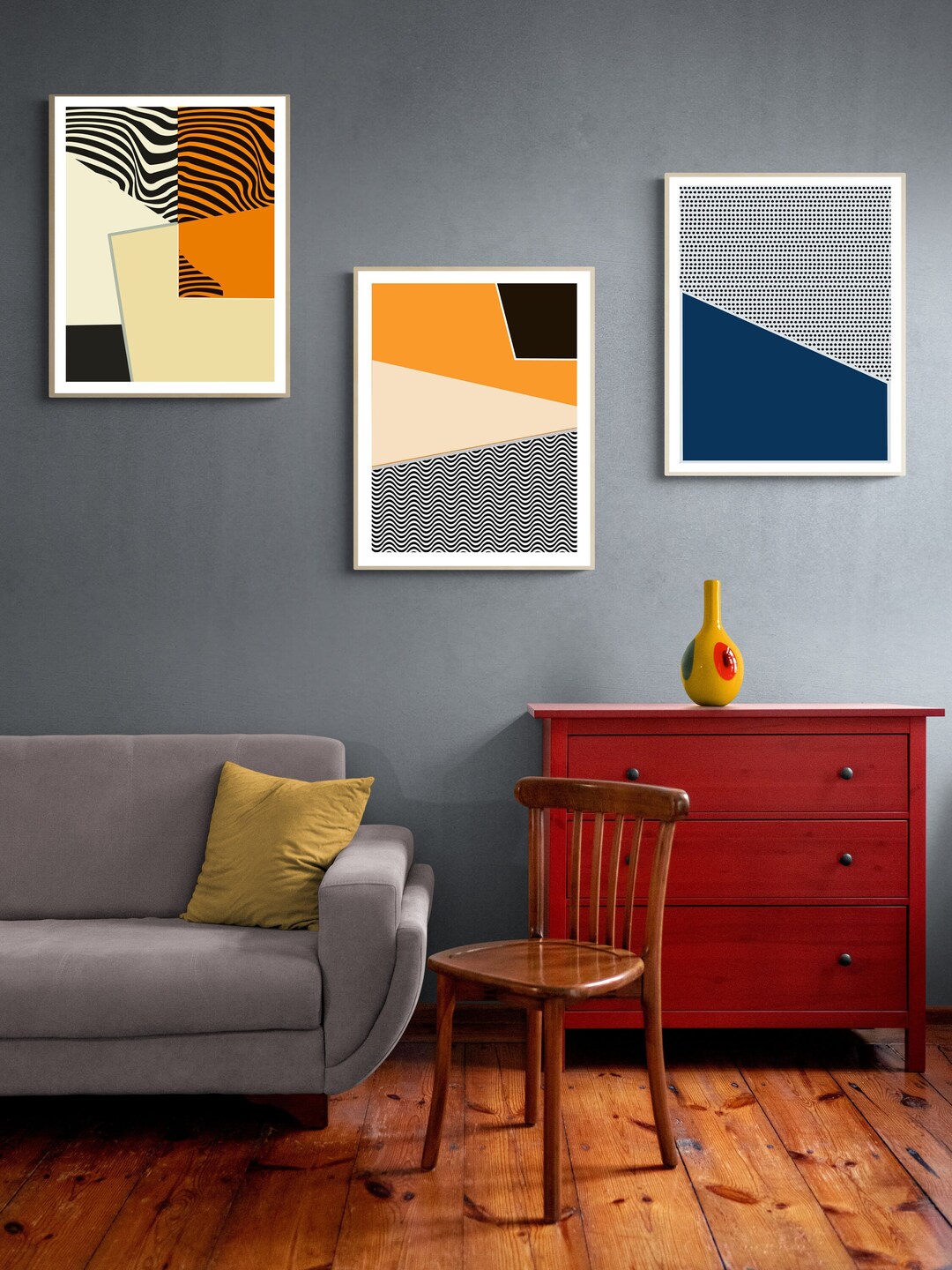 Abstract Geometric Minimalist Printable Art Set of 3 Prints, Abstract ...