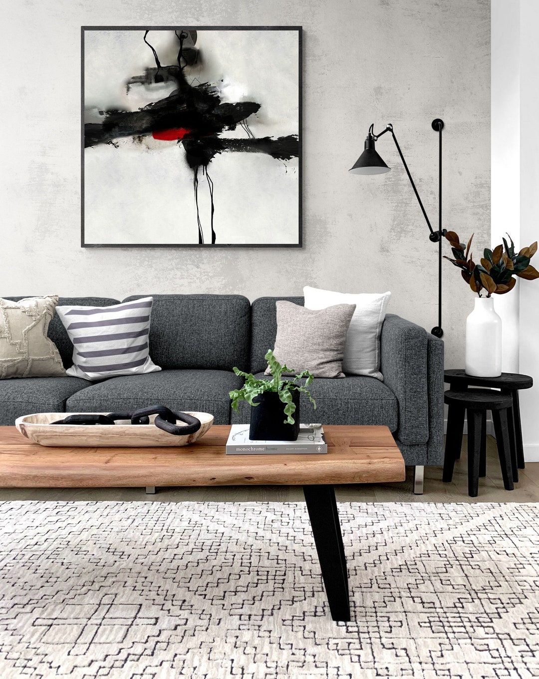 Large Abstract Printable Painting for Instant Download, Black ...