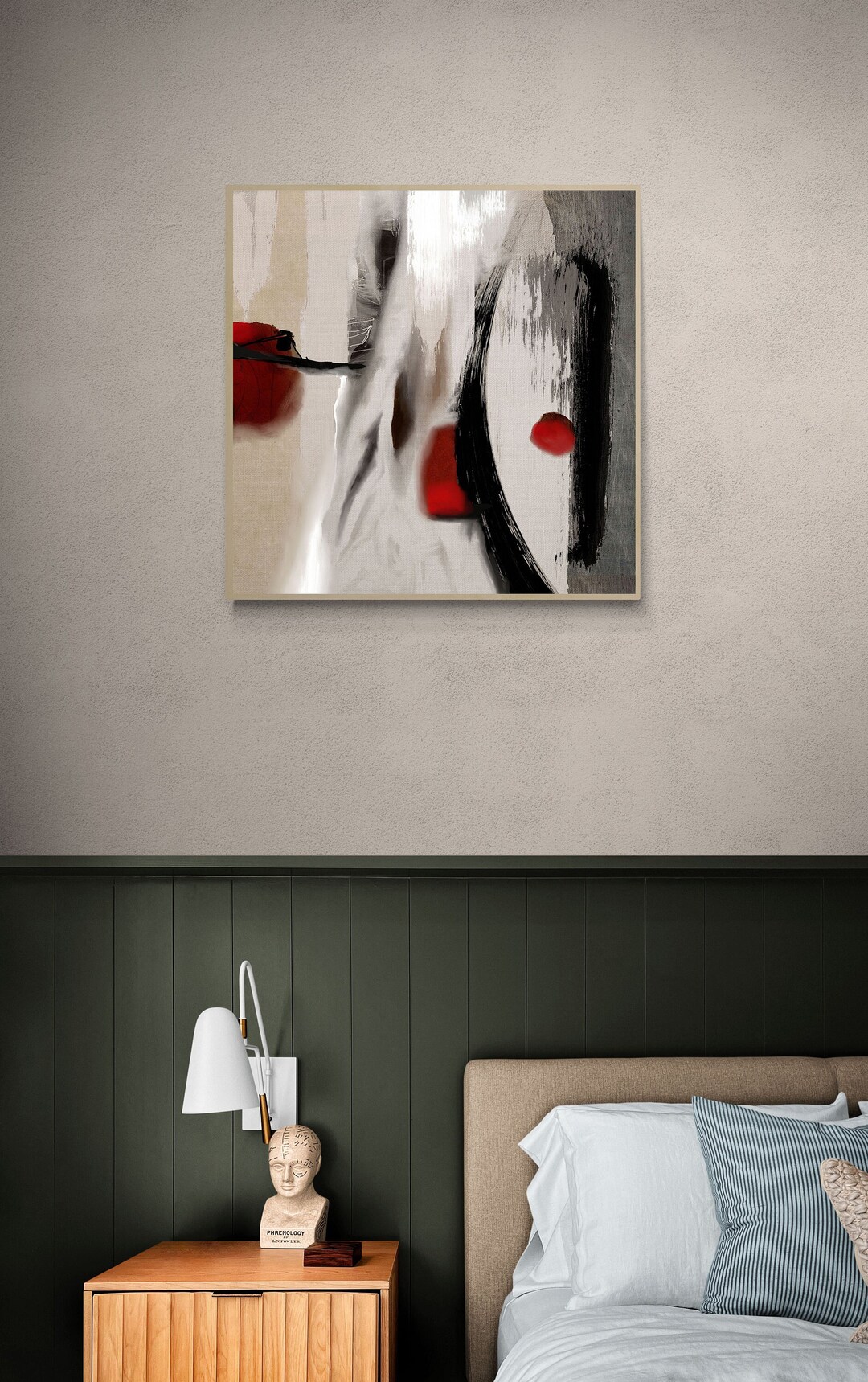 Red and Black Abstract Art Print: Modern Square Texture (digital ...