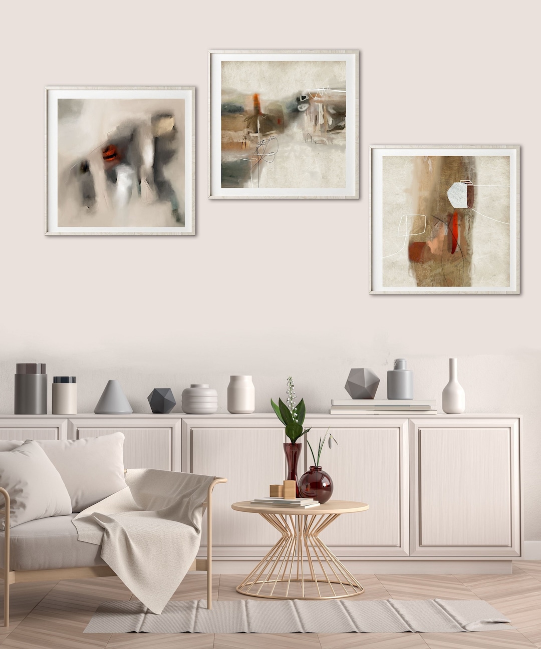 Set of 3 Abstract Square Sized Prints for Instant Download, Abstract ...