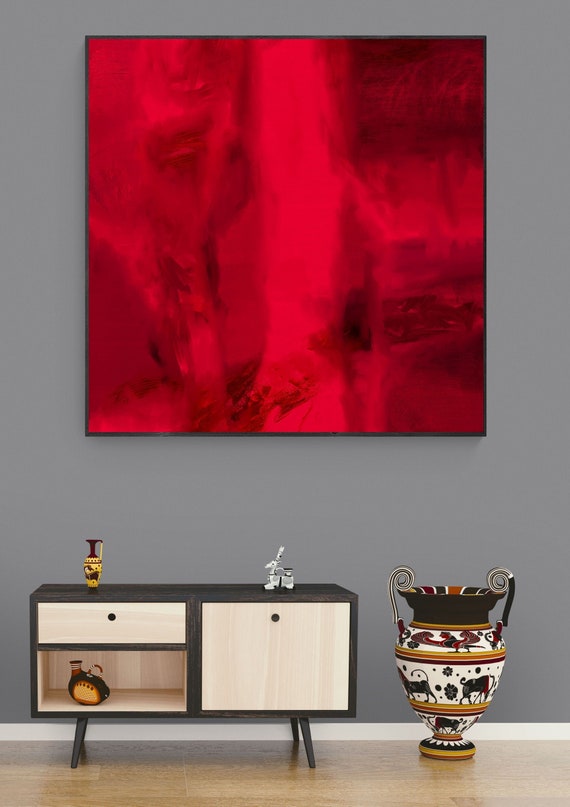Large Red Printable Wall Art Minimalist Abstract Red Art | Etsy