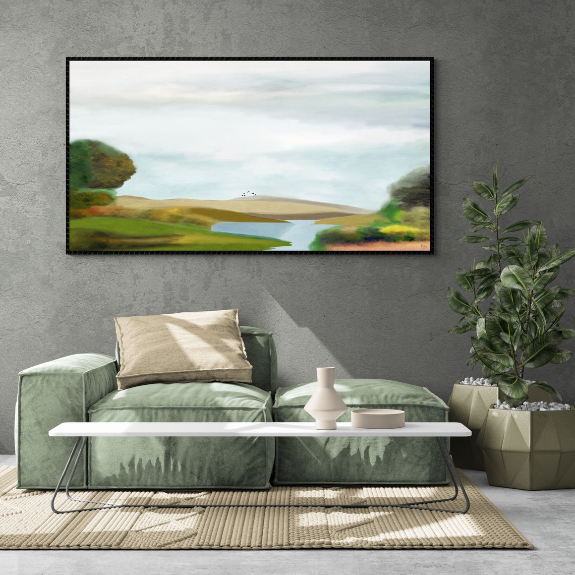 Large Printable Landscape With Hills Forests Lakes and a Big - Etsy
