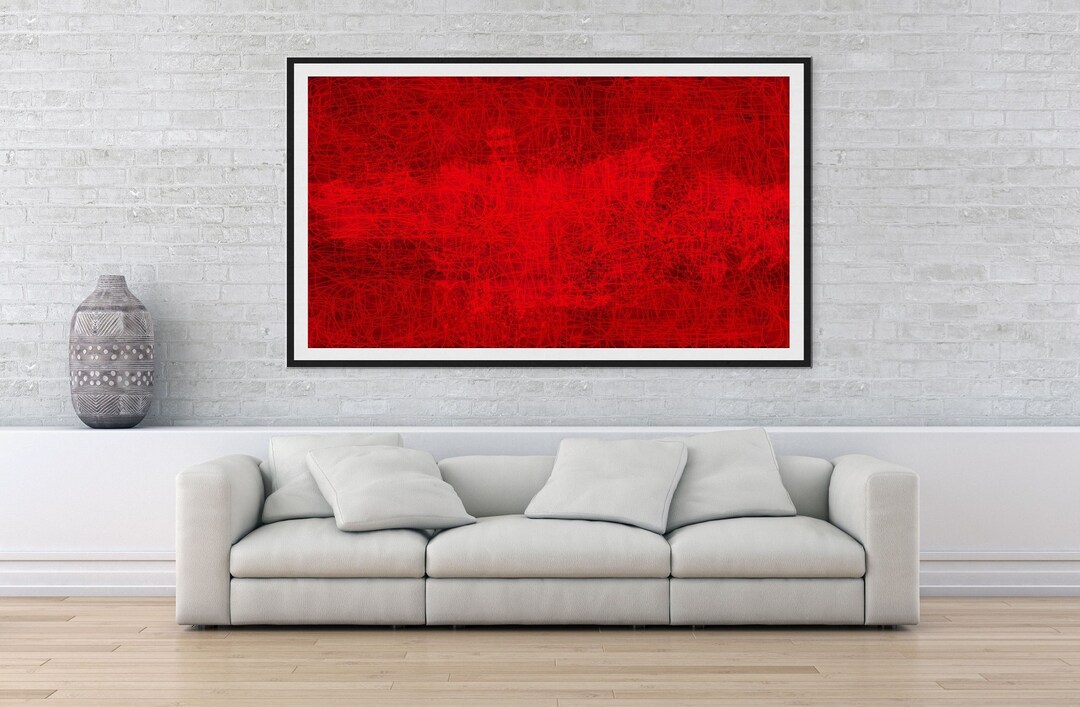 Large Red Abstract Art Print for Instant Download, Large Red Printable ...