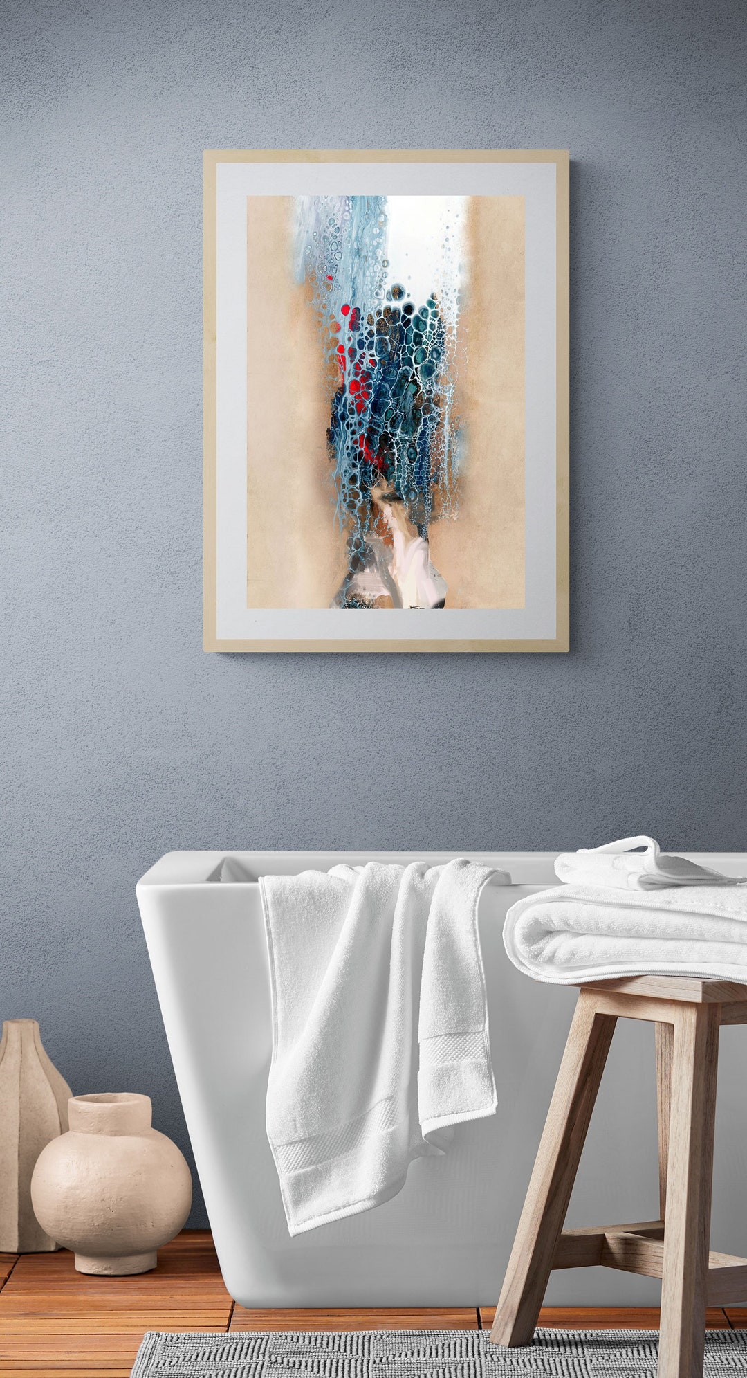 Modern Abstract Bathroom Print, Bathroom Printable Wall Art, Natural ...