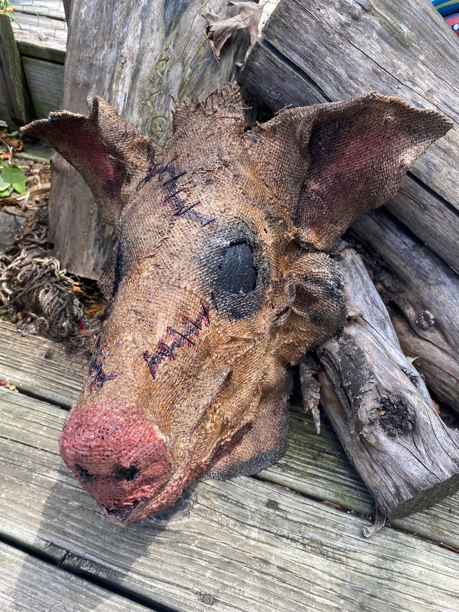 Hog Pig Mask. Halloween. Butcher..burlap Mask - Etsy