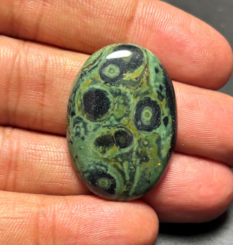 Green Star Galaxy Granite Cabochon: Celestial Jewelry Making Stone ...