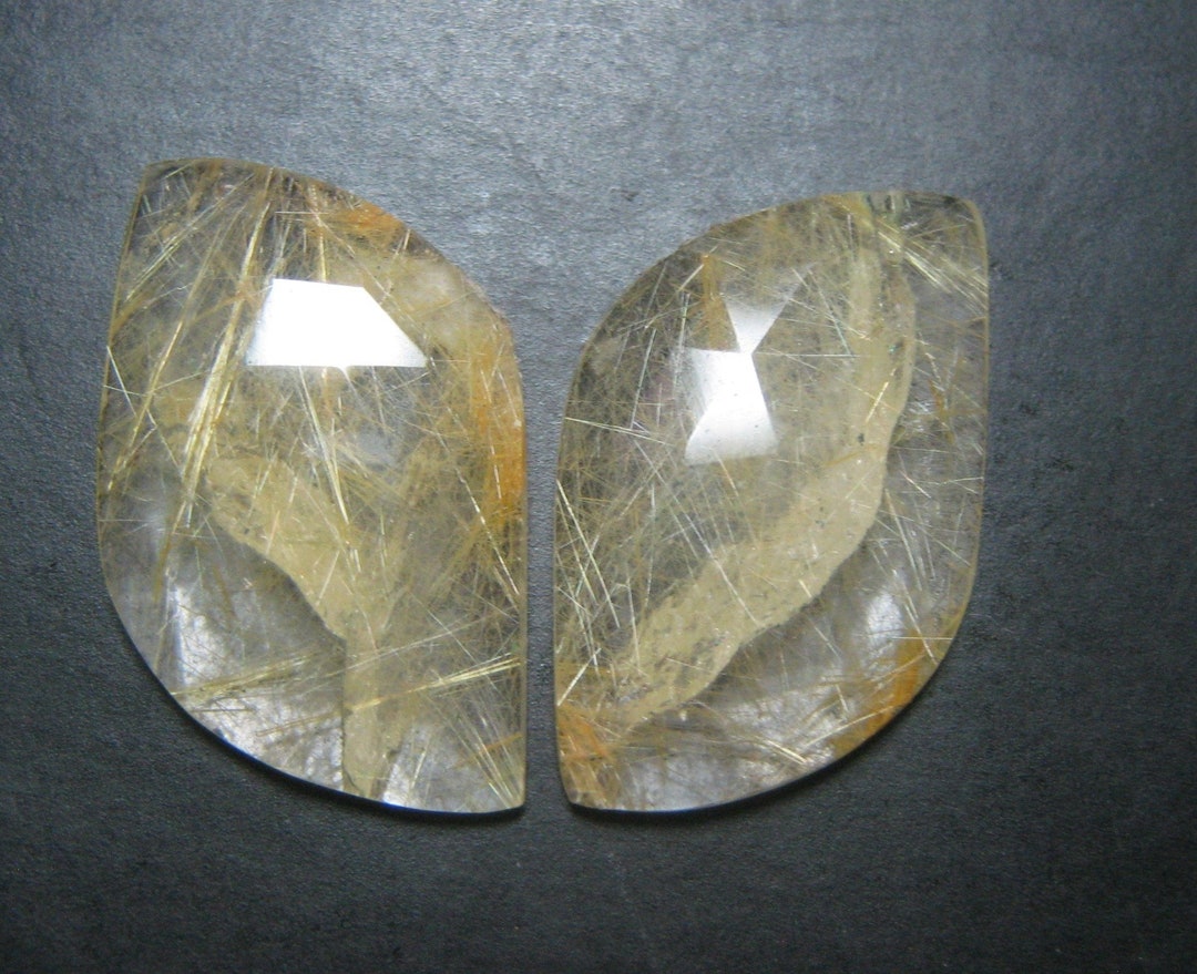 Natural Golden Rutile Rose Cut Pair, Gemstone Pair, Golden Rutile Pair ...