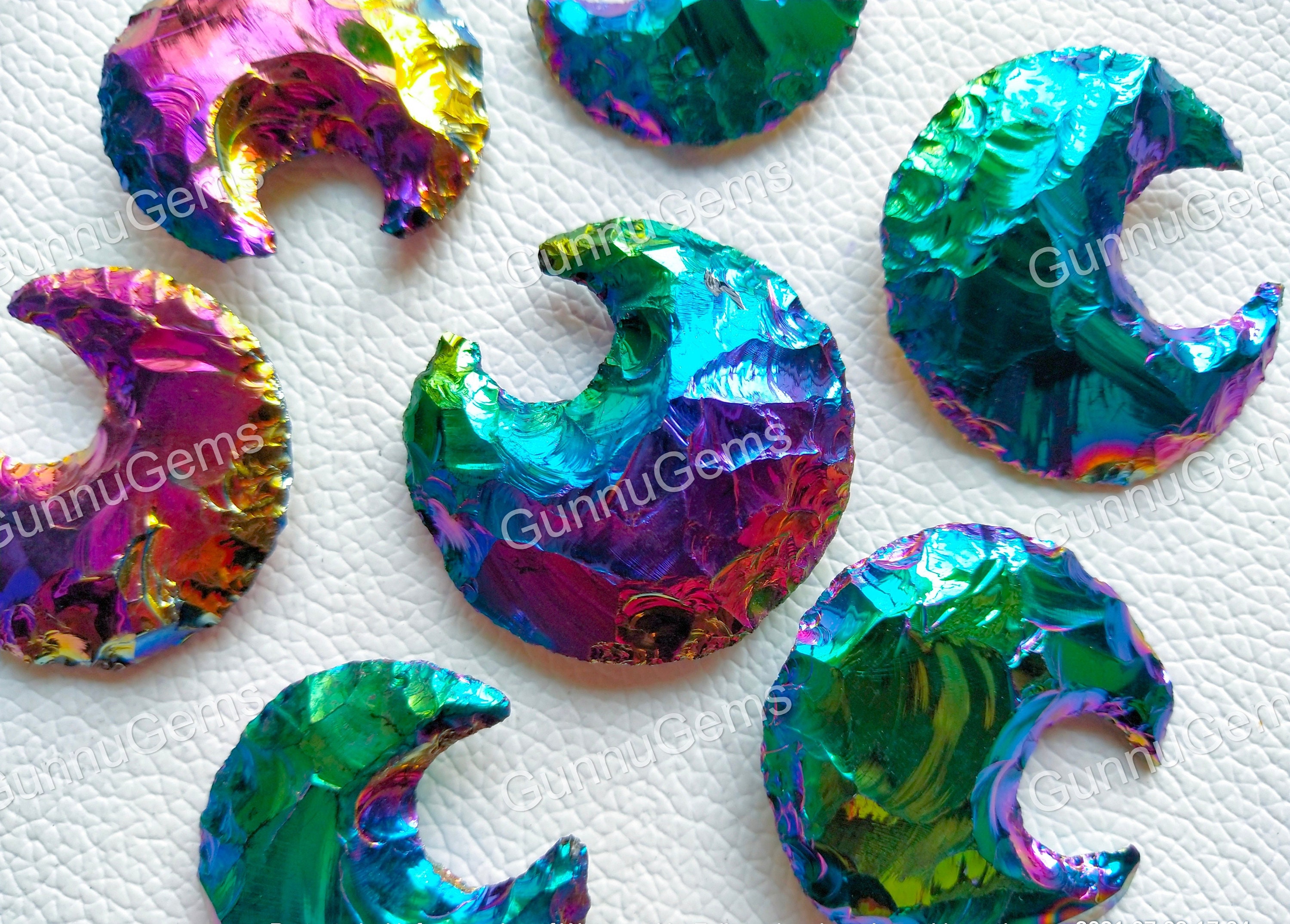 Aura Obsidian Moon Titanium Coated Moon Obsidian Moon Angel - Etsy