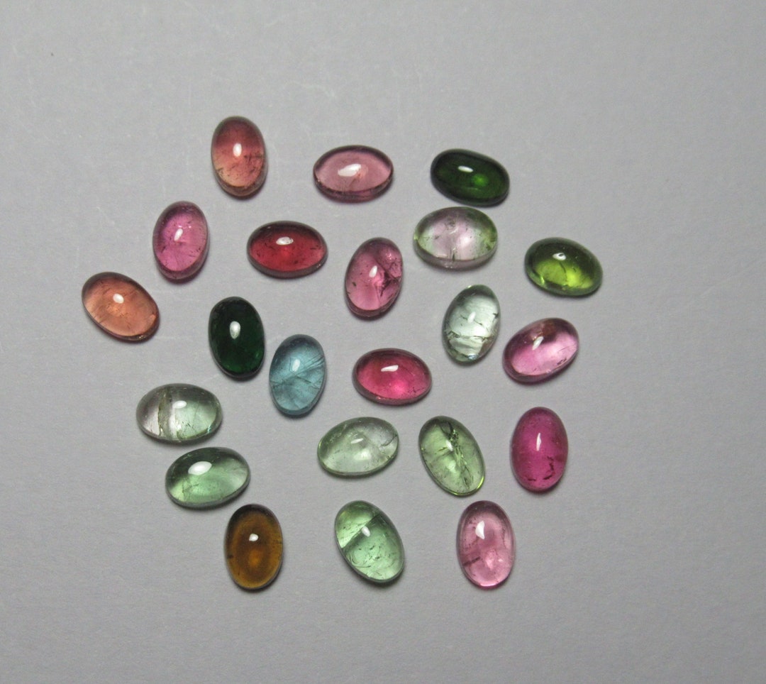 22 Pieces Multi Tourmaline Cabochon Lot 4 X 6 Mm Natural - Etsy