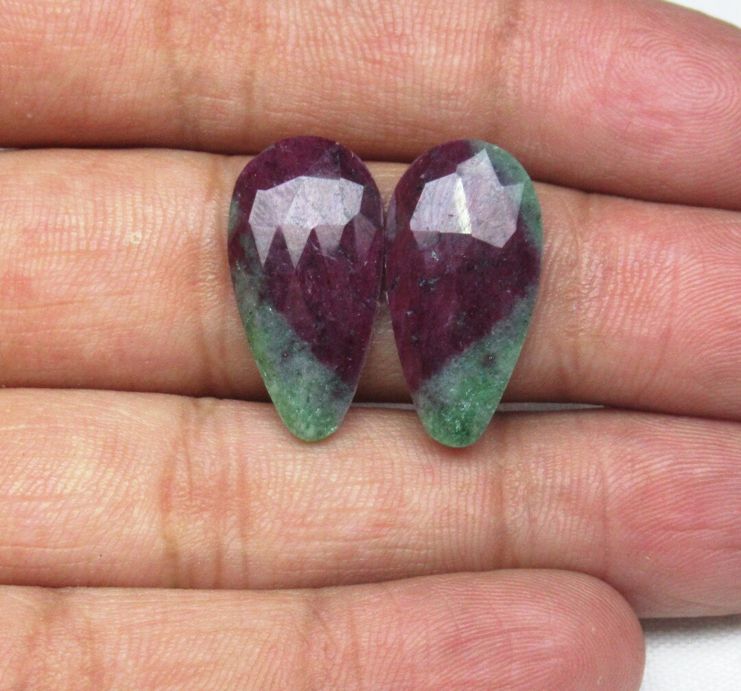 Ruby Zoisite Pair, Gemstone Pair, Natural Ruby Zoisite, Ruby Zoisite ...
