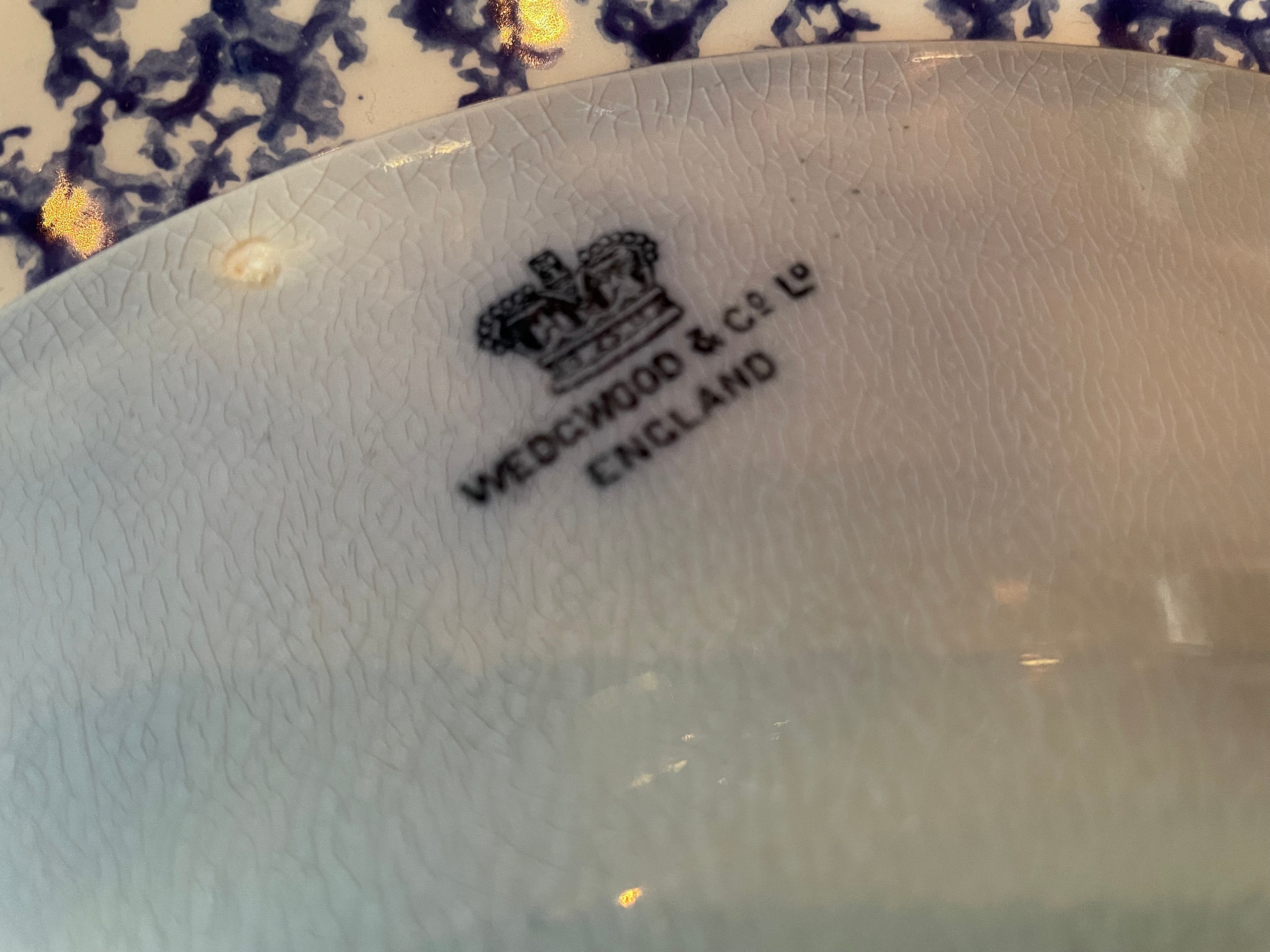 Antique Porcelain Flow Blue Plates With Cows Wedgwood England ...