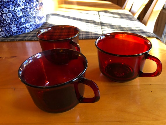 Ruby Red Glass Coffee Cups - Glass Designs