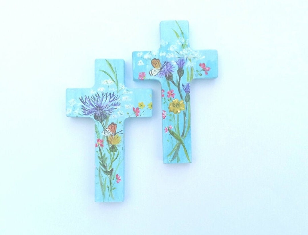 Freestanding Painted Crosses Flower Designs - Etsy