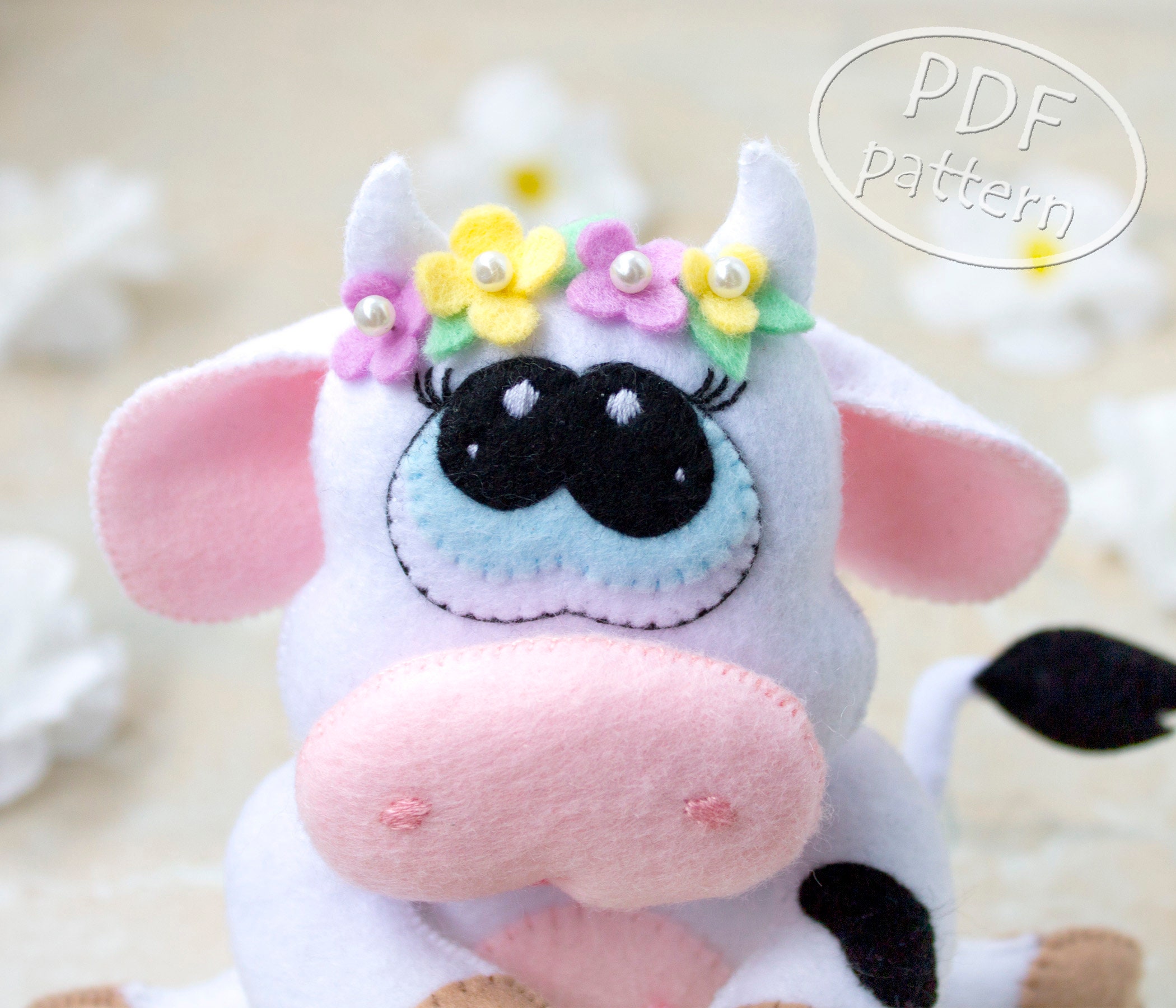 Felt Cow PDF Sewing Pattern Stuffed Farm Animals Pattern DIY | Etsy