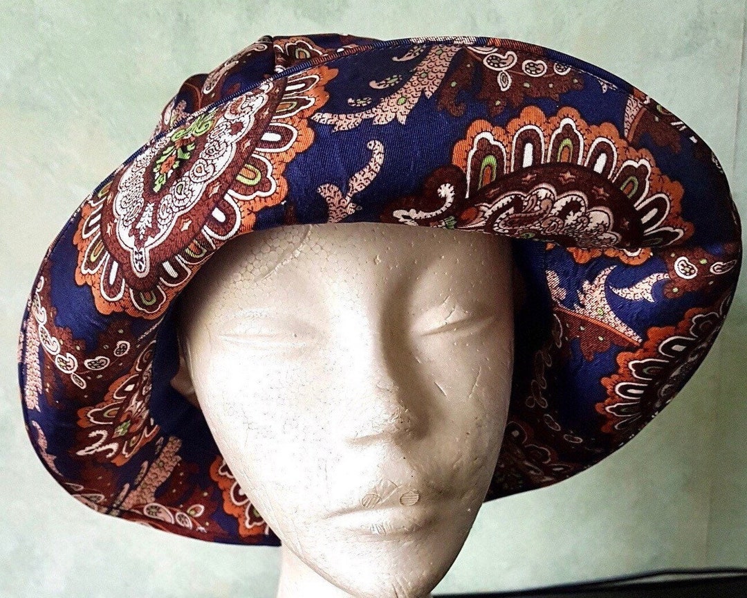 Vintage Soft Summer Hat Navy Blue, Made by Hat-maker in France 1970s ...