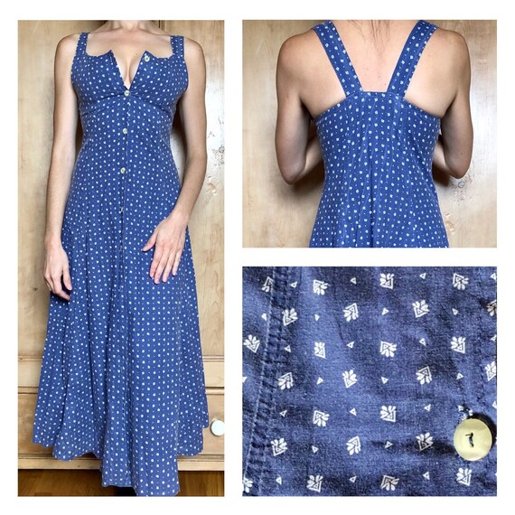 1980s Vintage Blue Backless Apron Dress With Thin Straps and | Etsy