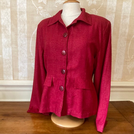 Wonderful Vintage! Raspberry red raw silk jacket & sk… - Gem