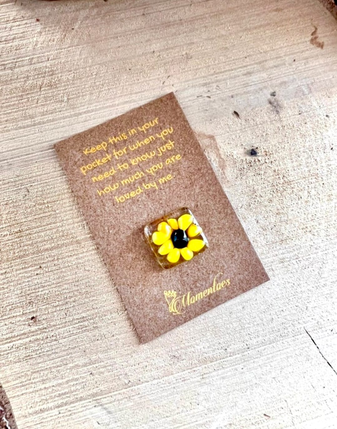 Sunflower Pocket Hug, Fused Glass Flower Keepsake, - Etsy UK