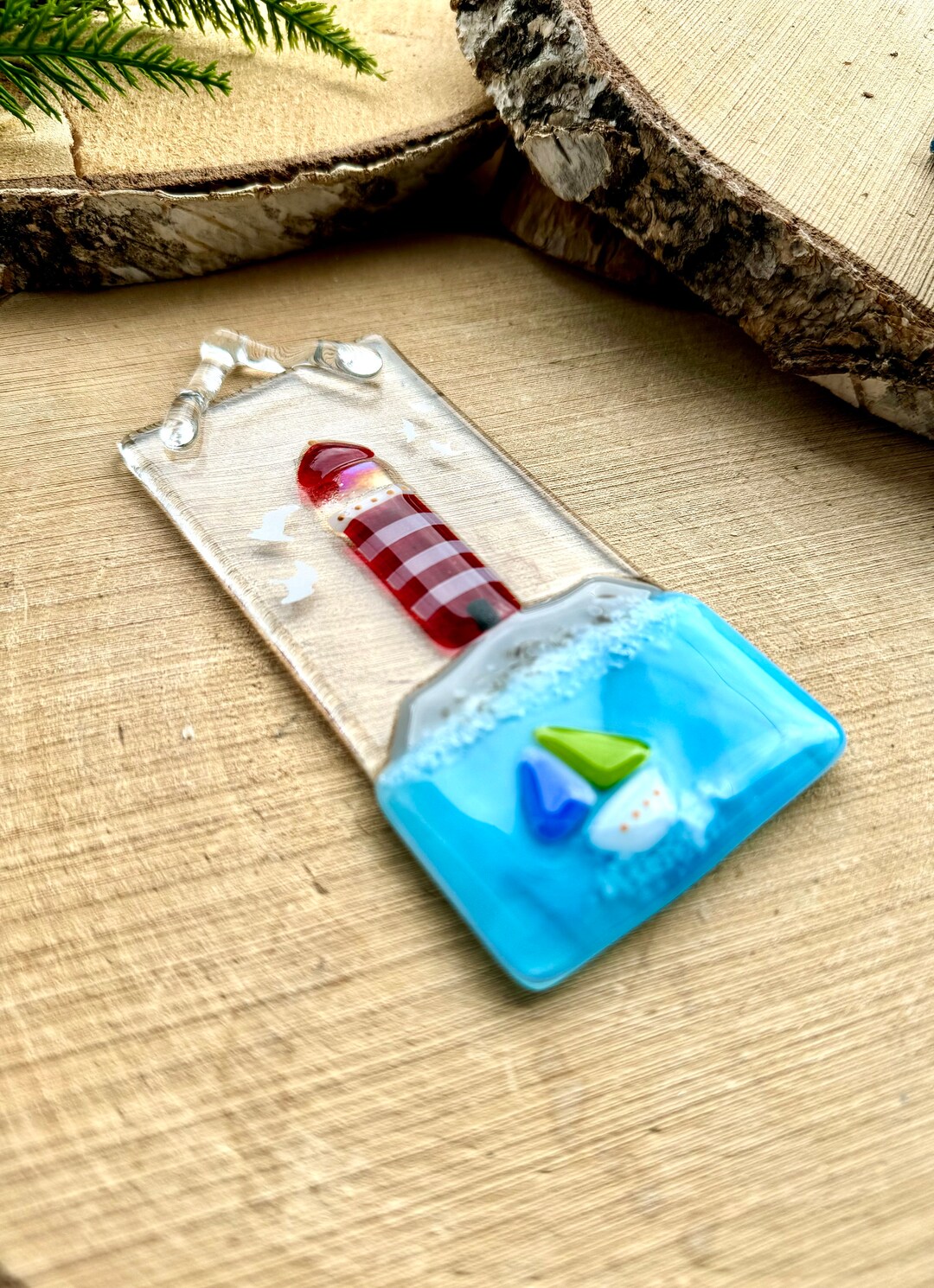 Fused Glass Lighthouse Seascape, Beach Scene, - Etsy
