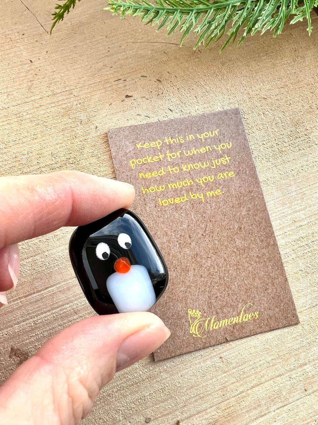 Penguin Glass Cuddle Stone, Pocket Pebble, Love Token, - Etsy UK