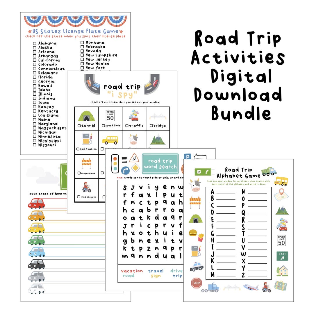 Road Trip Activity Bundle: Kids Travel Games (digital Download) - Etsy
