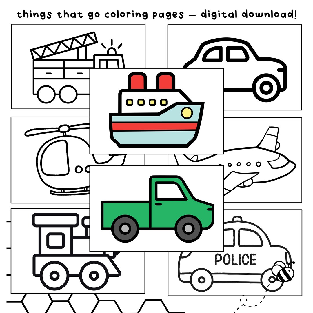 Things That Go Coloring Pages - DIGITAL DOWNLOAD - Etsy