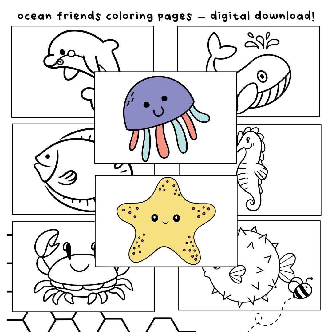 Ocean Friends Coloring Pages - DIGITAL DOWNLOAD - Etsy
