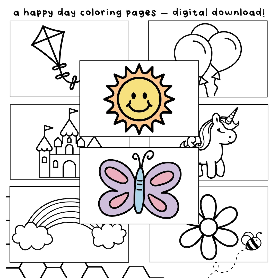 Happy Day Coloring Pages - DIGITAL DOWNLOAD - Etsy