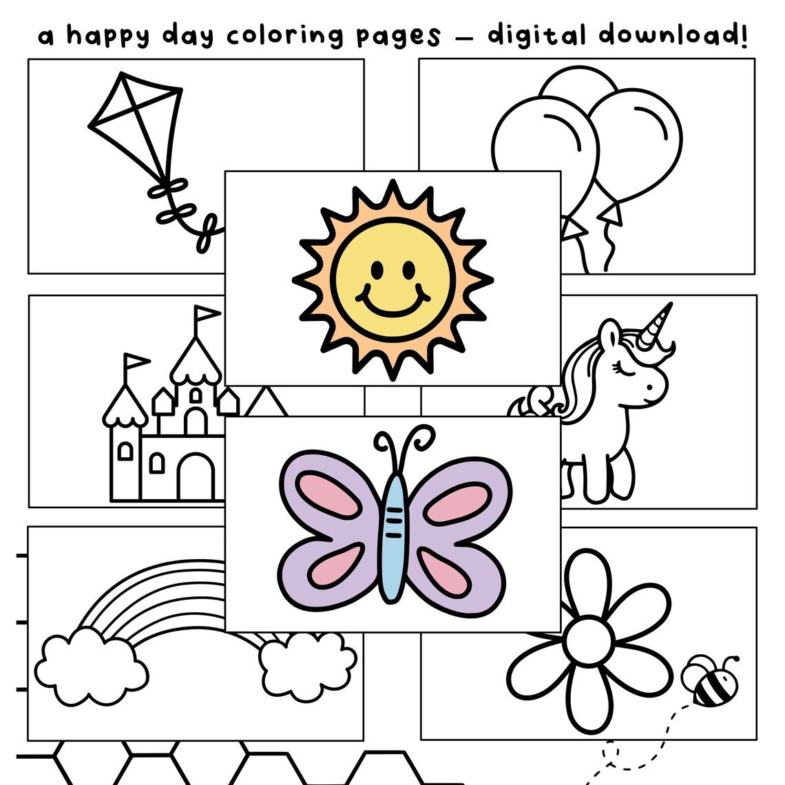 Happy Day Coloring Pages DIGITAL DOWNLOAD - Etsy