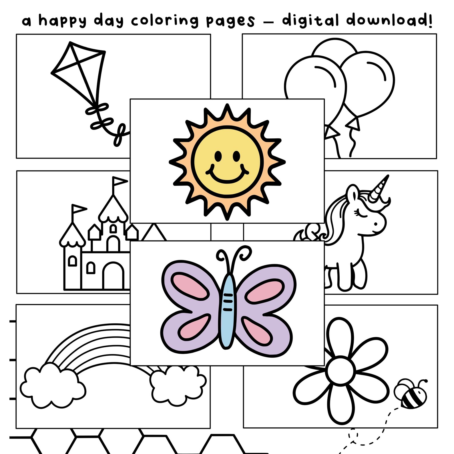Happy Day Coloring Pages - DIGITAL DOWNLOAD - Etsy
