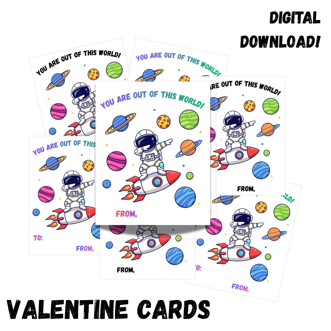 Space Valentine Cards - Kids Classroom Valentines (digital Download) - Etsy