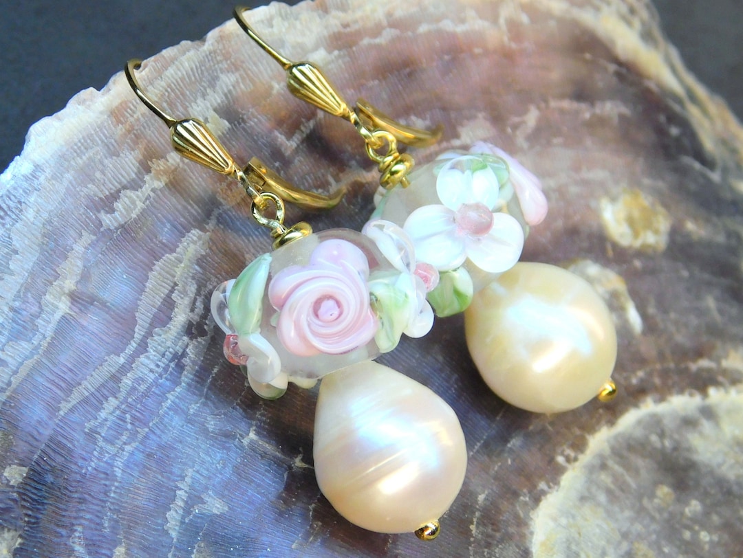 Spring Wedding...glassblowing Art & Baroque Pearl High-quality Folding ...