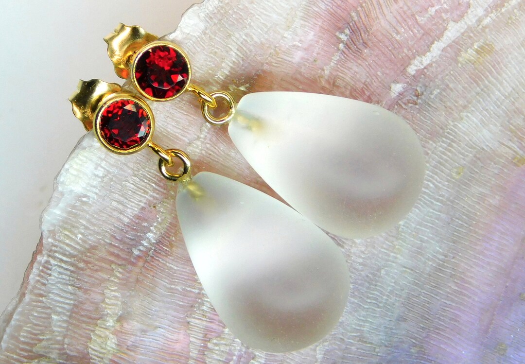 Satinized Rock Crystal Drops and Garnet...noble Combination in the Best ...