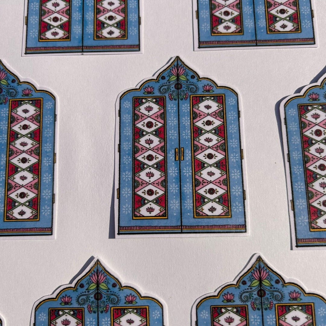 Ornate Blue Ethnic Door Sticker South Asian Inspired Decorative Sticker ...