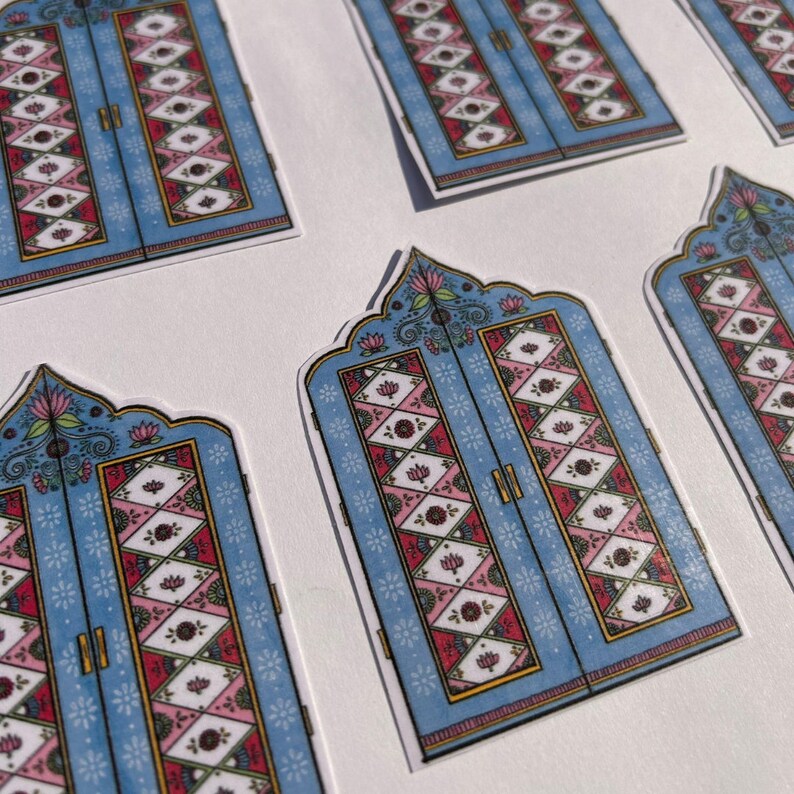 Ornate Blue Ethnic Door Sticker South Asian Inspired Decorative Sticker ...