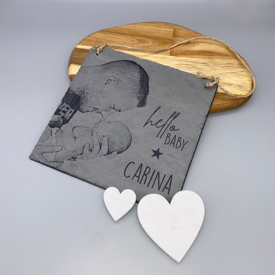 Hello Baby Slate Board With Baby's Photo and Name - Etsy