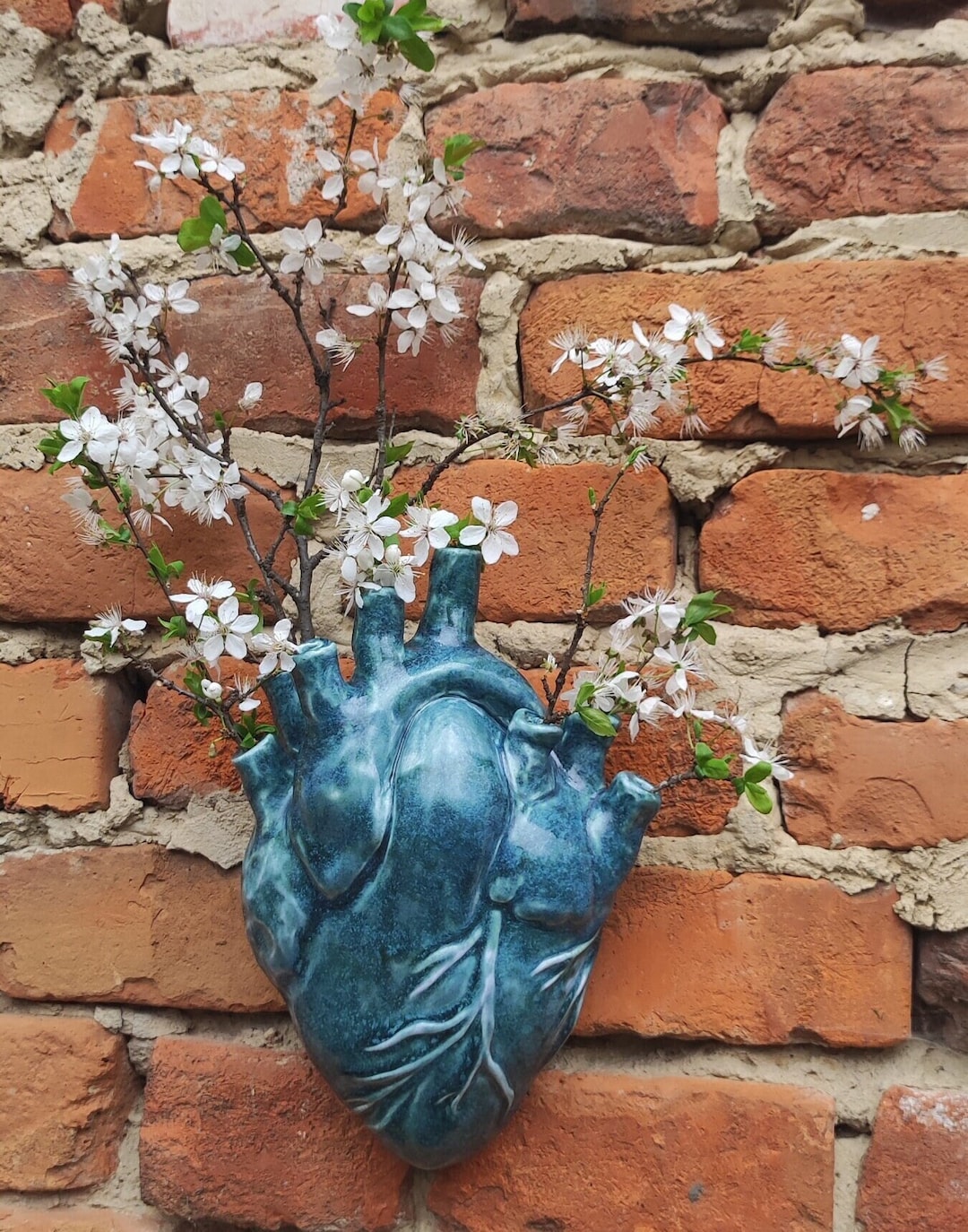 Ceramic Heart, Wall Panel, Interior Decoration, Flower Pot, Ready to ...