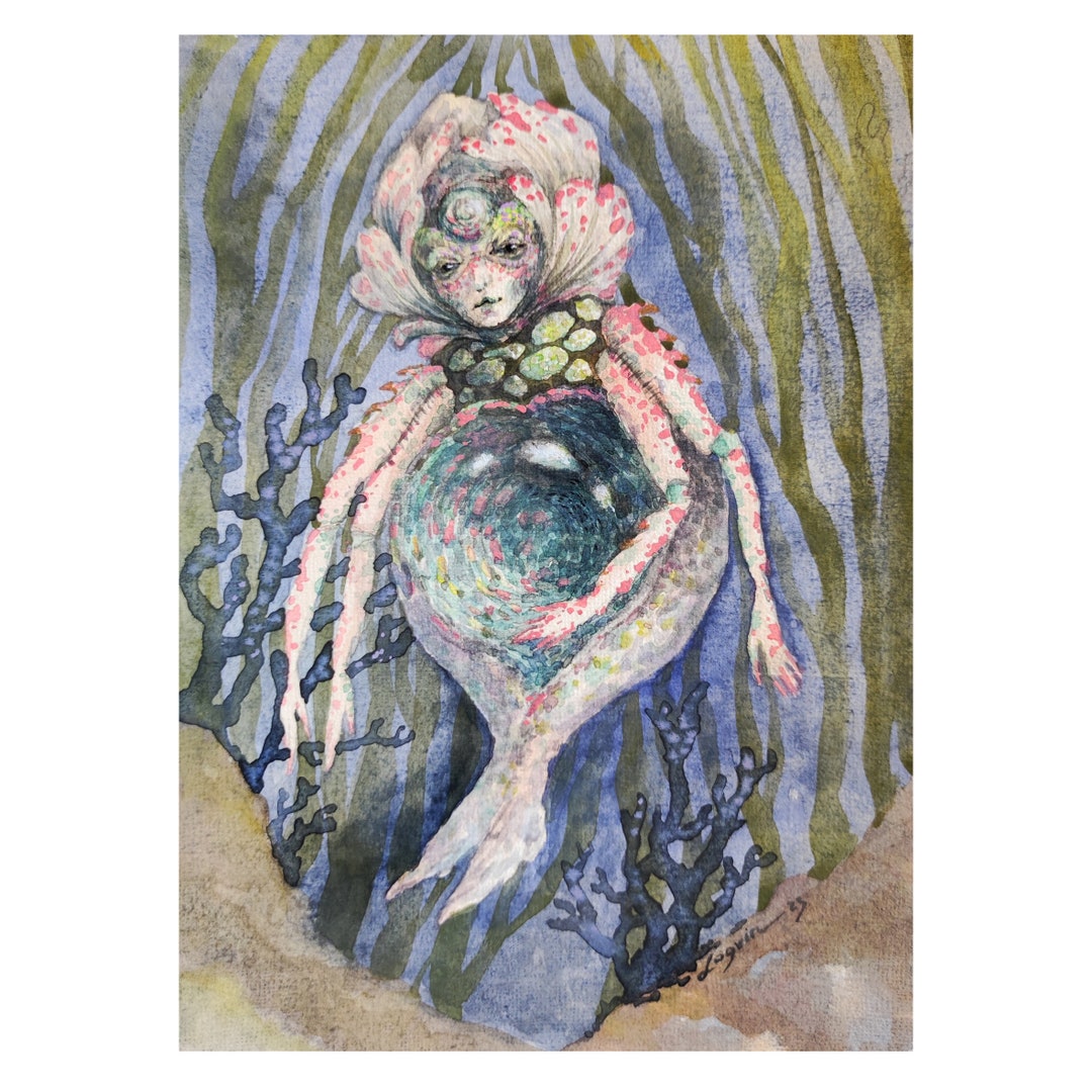 Watercolor Drawing, Surrealism, Art, Painting, Ready to Ship, Mermaid ...