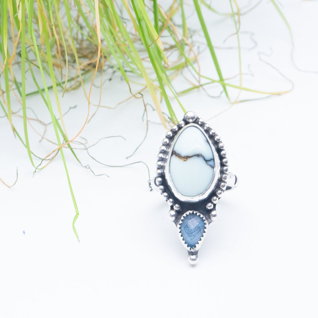 Variscite Ring, Aventurine Crystal and Aloe Variscite Sterling Silver ...